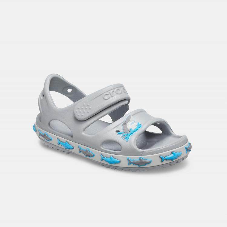 Crocs Fun Lab Shark Band Sandal 206365-007 - סנדל אפור בעיטור כריש ...